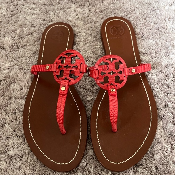 Tory Burch | Shoes | Tory Burch Red Miller Sandals With Iconic ...